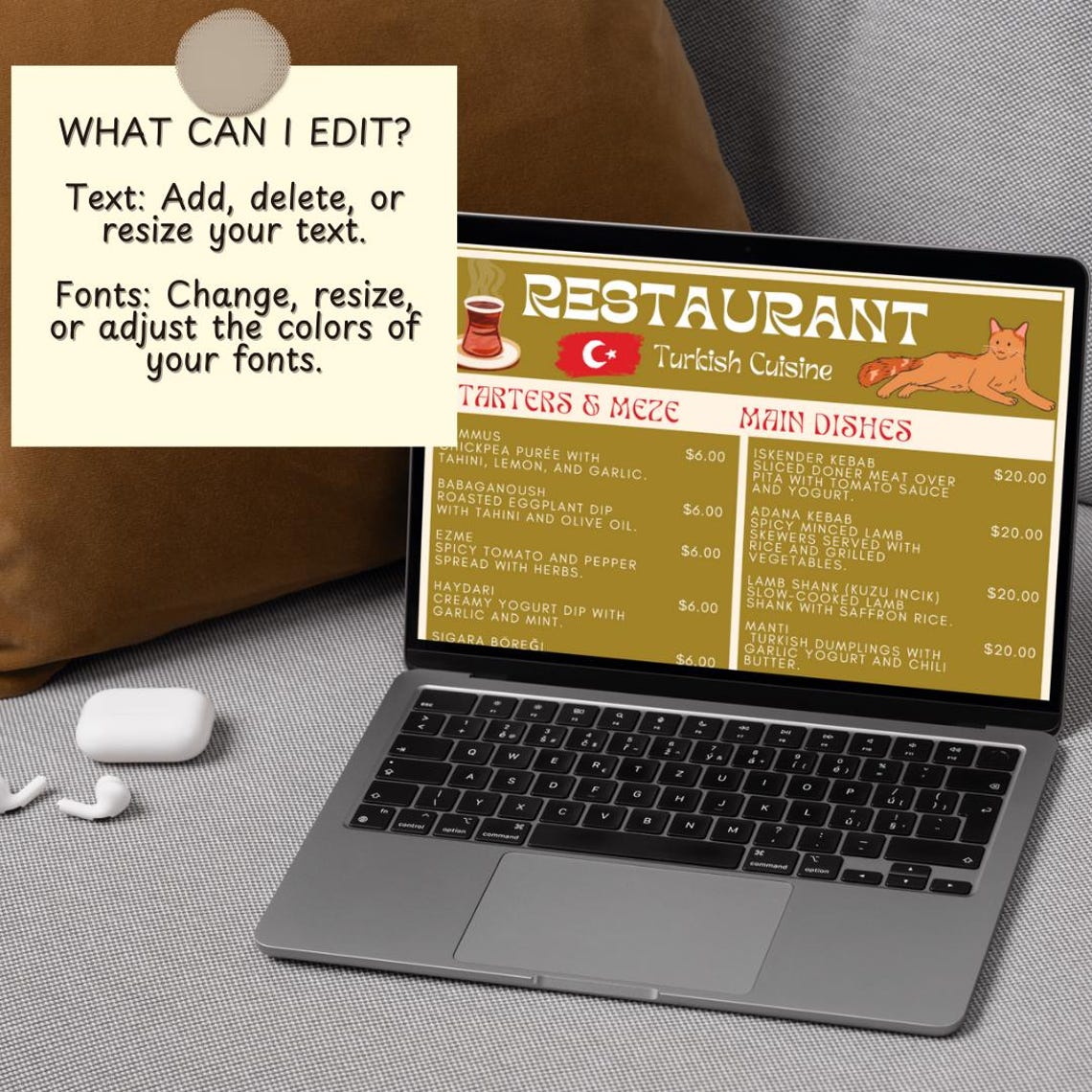 Turkish Food Menu Template – Editable Canva Menu – Printable Restaurant ...