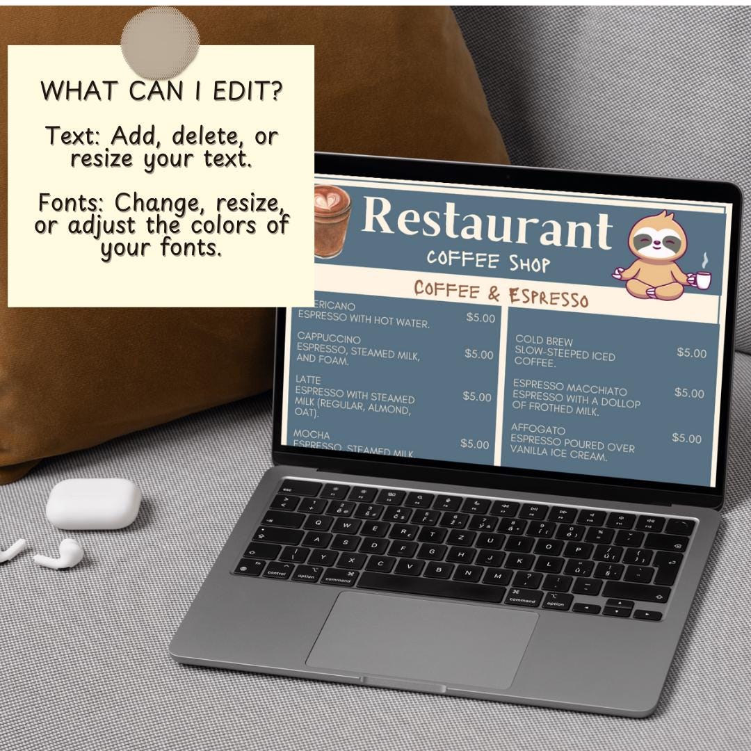 Editable Coffee Shop Menu Template: Printable Cafe Design (canva, 8 ...