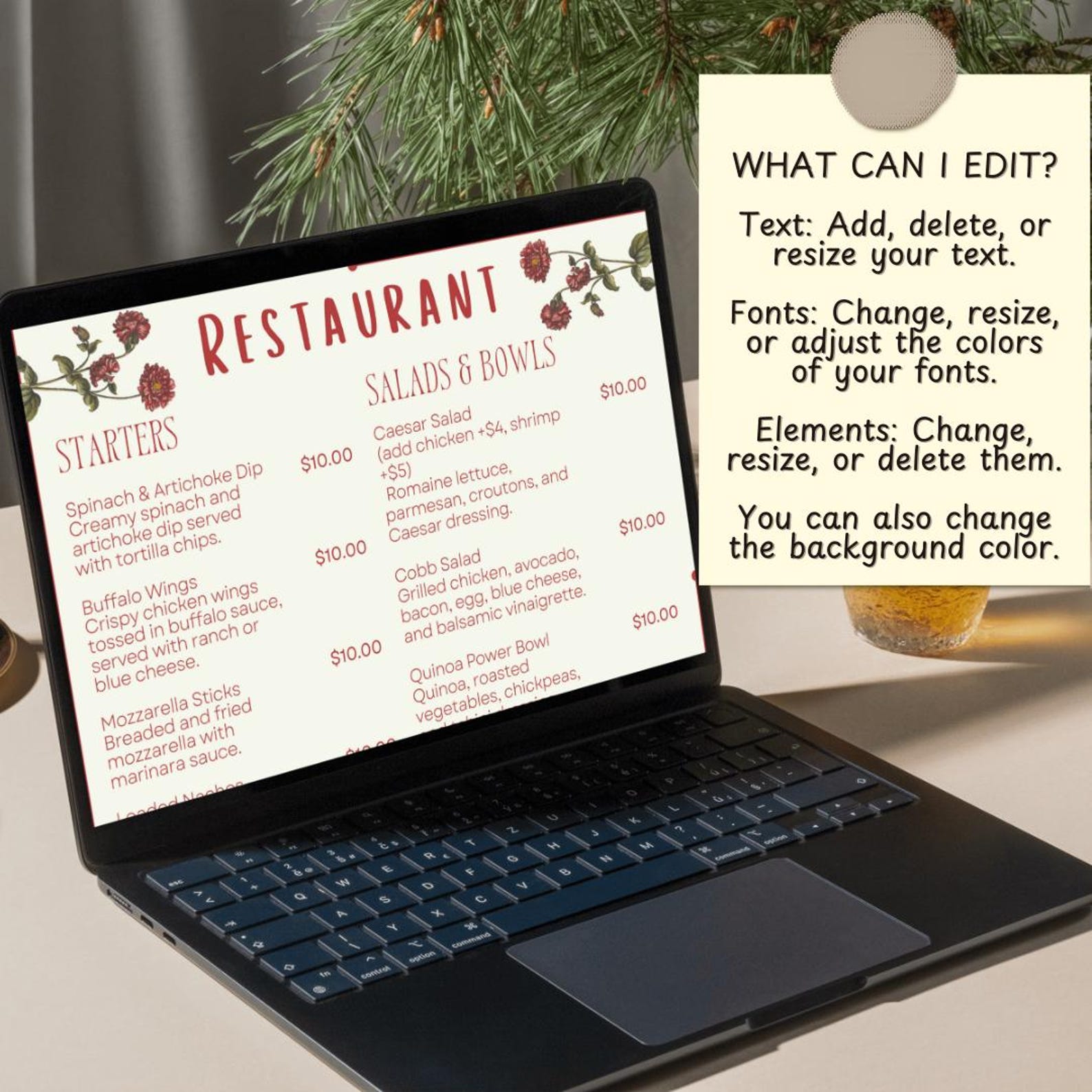 Editable Restaurant Menu Template – Printable Canva Design (8.5x11) - Etsy