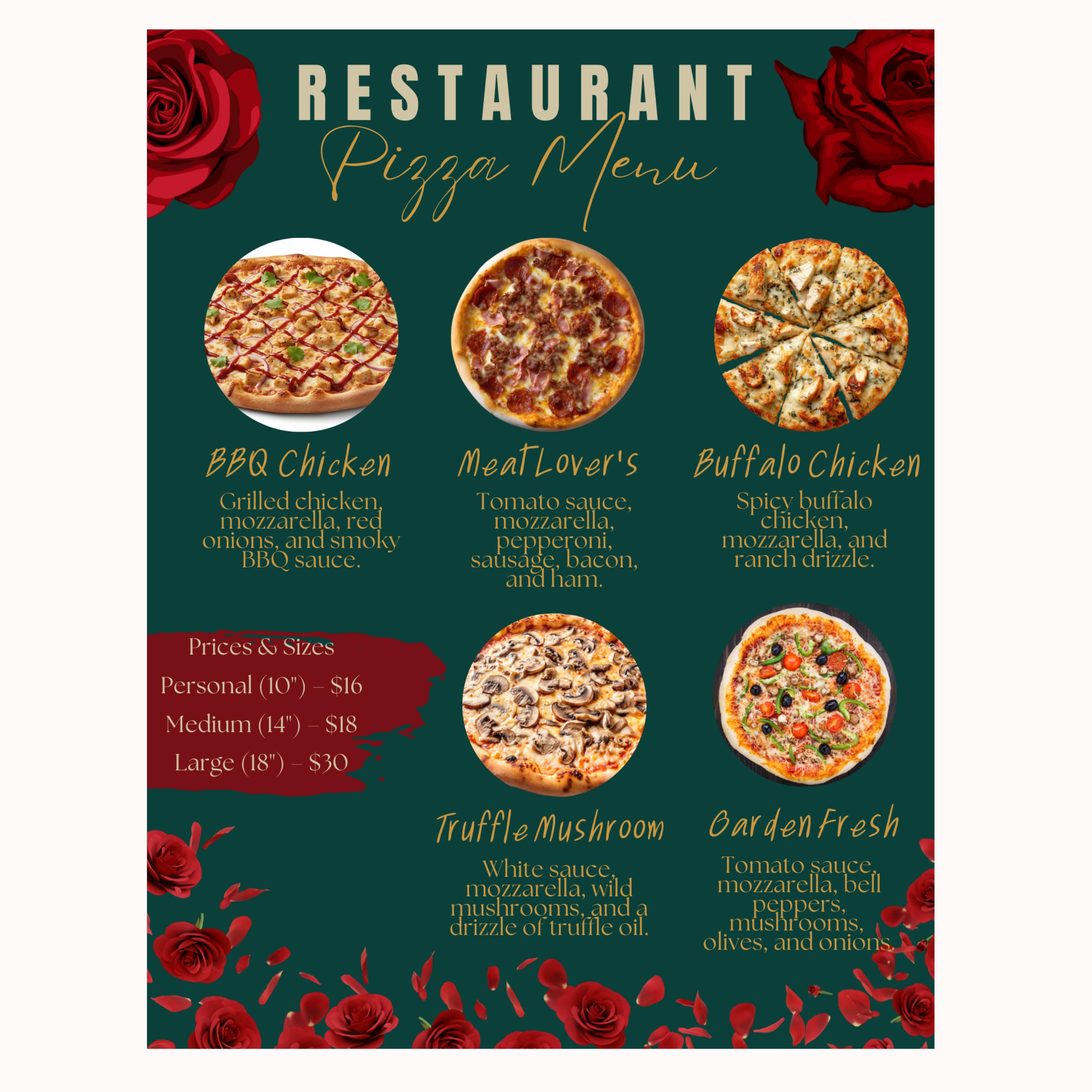 Editable Pizza Menu Template: Printable Pizzeria Design (canva, 8.5x11 ...