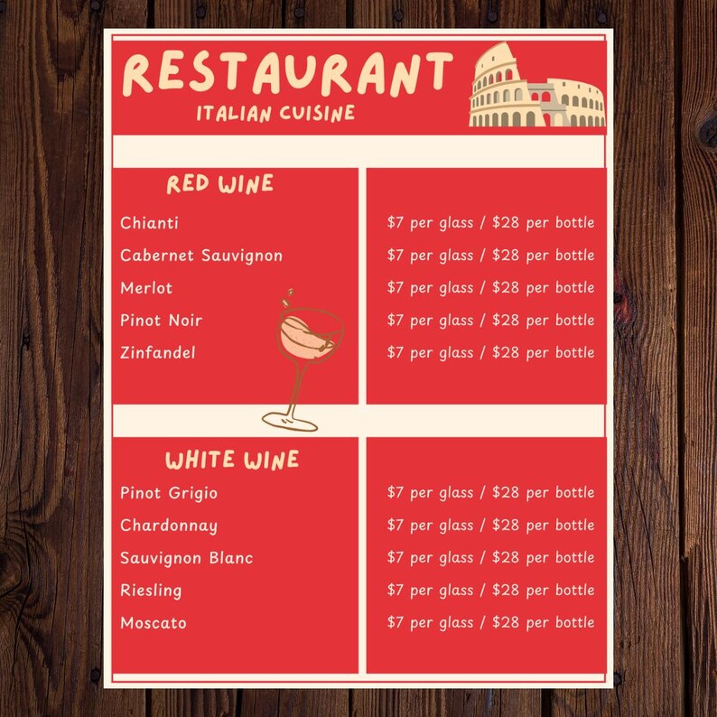 Italian Restaurant Menu Template – Editable Canva Menu – Printable ...