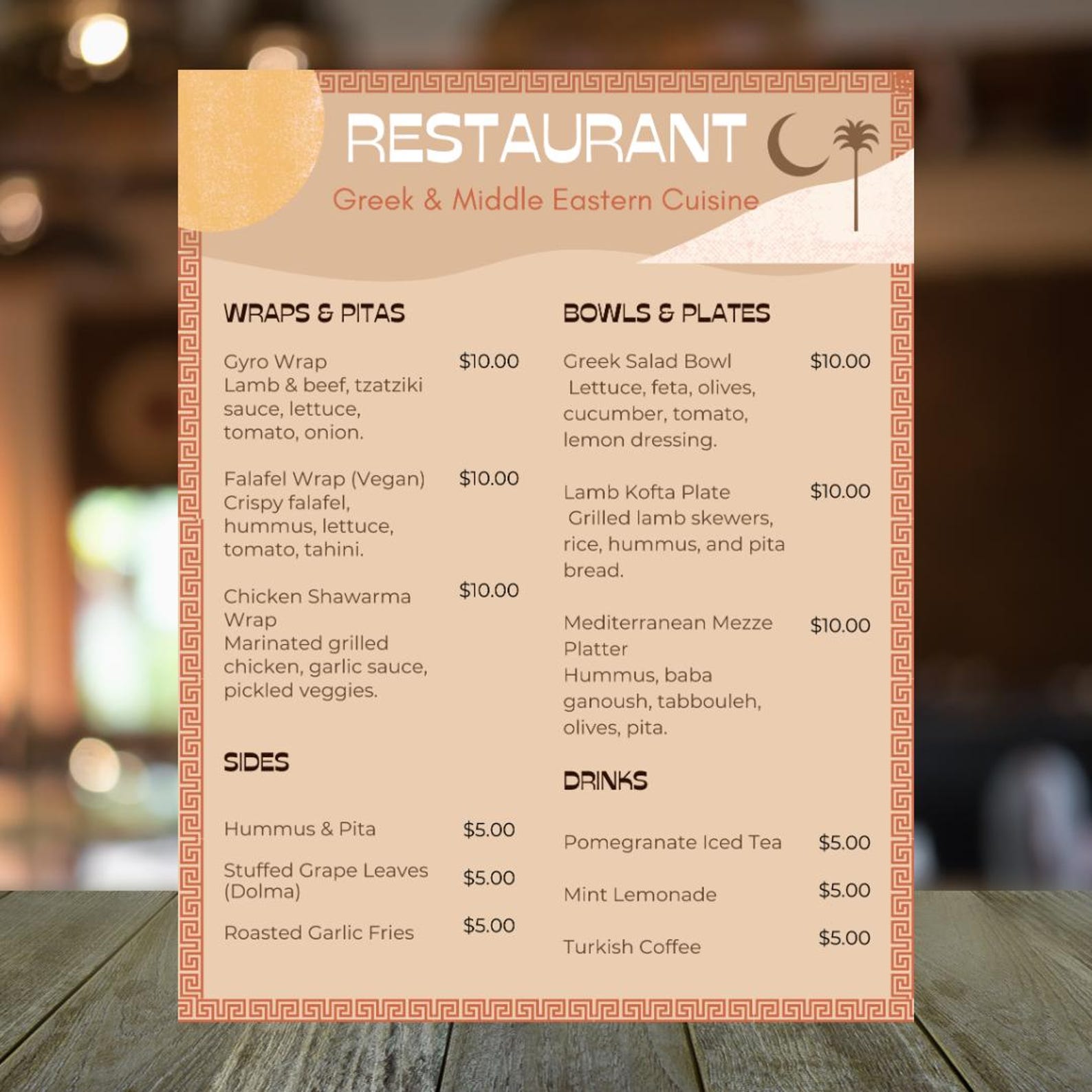 Mediterranean Food Truck Menu Template: Editable Canva Design (8.5x11 ...