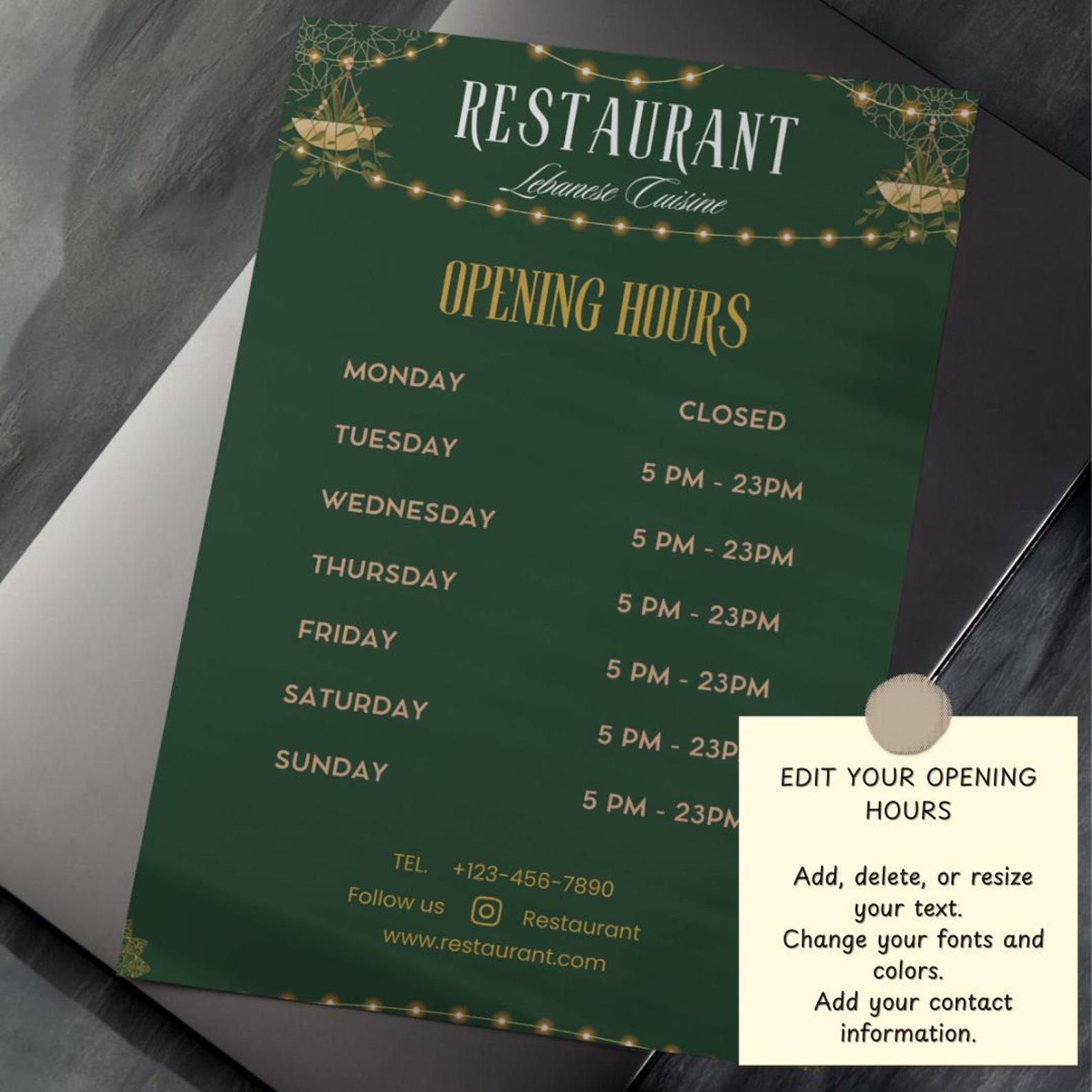 Lebanese Food Menu Template: Printable Restaurant Design (canva ...