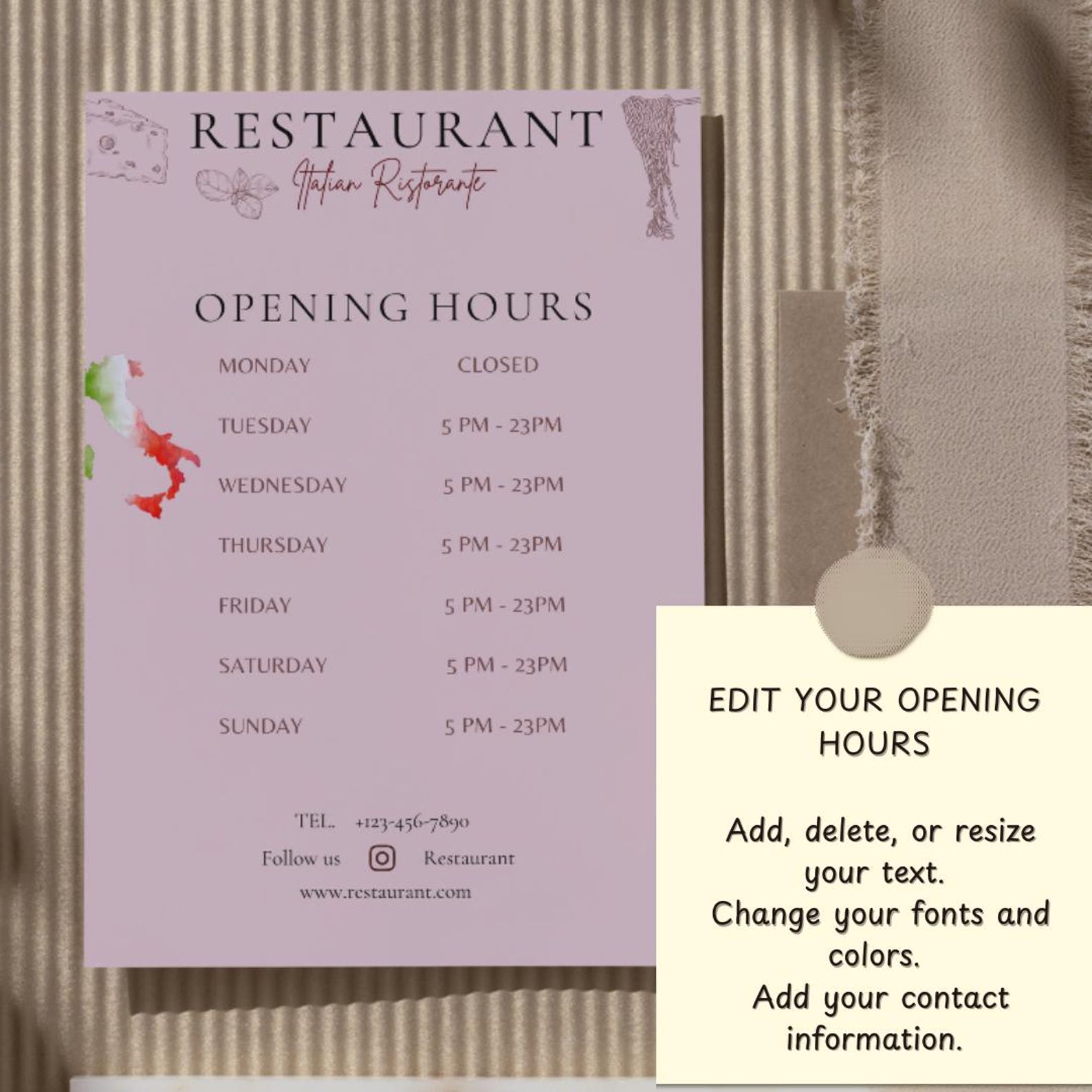 Italian Restaurant Menu Template – Editable Canva Menu – Printable ...