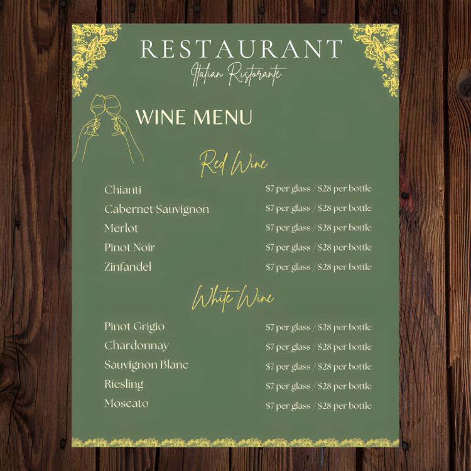 Editable Italian Menu for Restaurant – Canva Template – Pasta & Pizza ...
