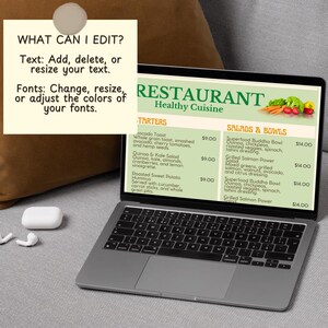 Editable Healthy Food Menu Template: Vegan Restaurant Design (canva, 8 ...
