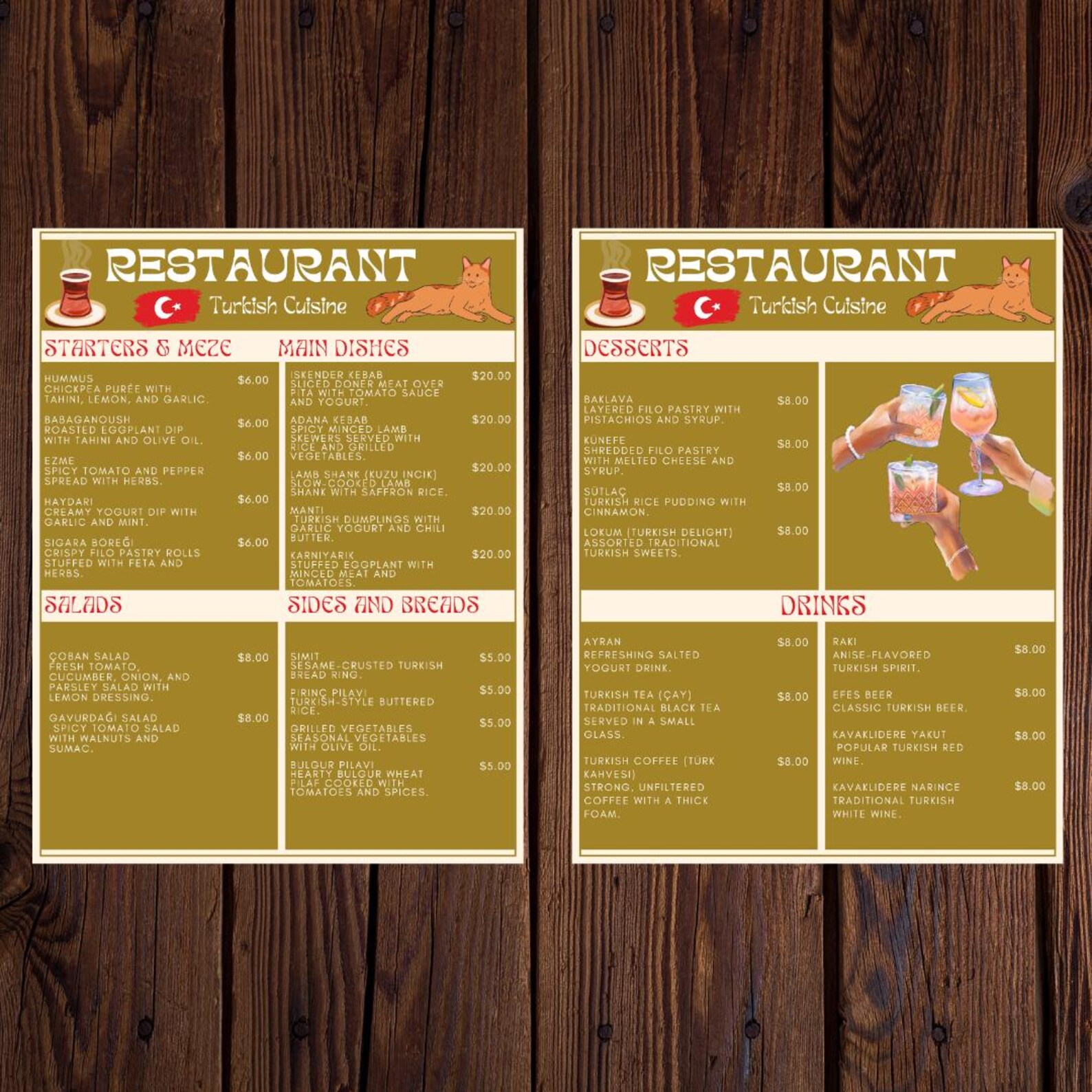 Turkish Food Menu Template – Editable Canva Menu – Printable Restaurant ...