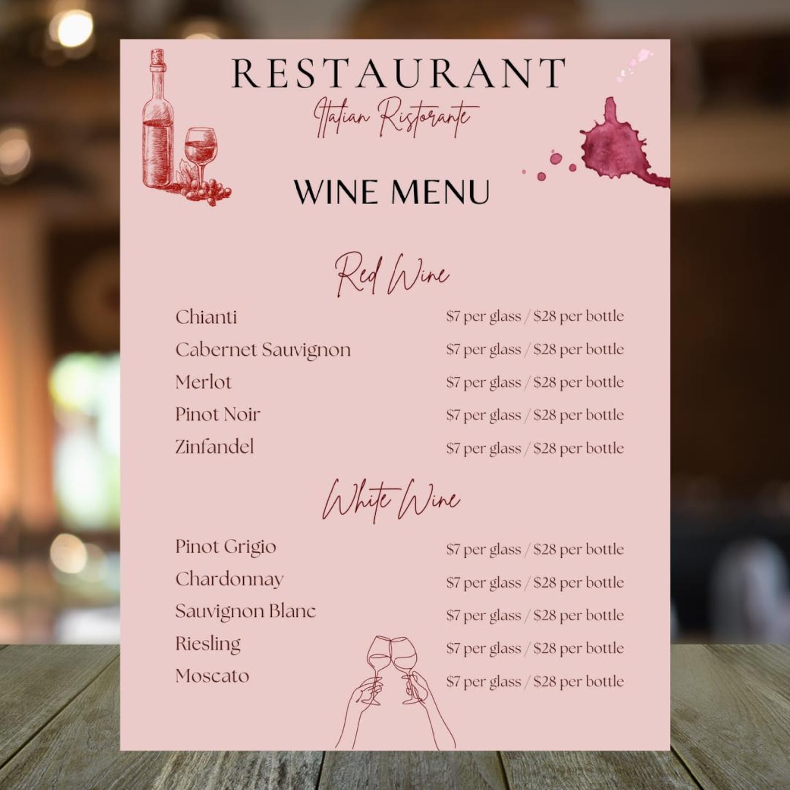 Italian Restaurant Menu Template: Pasta & Pizza (editable Canva, 8.5x11 ...
