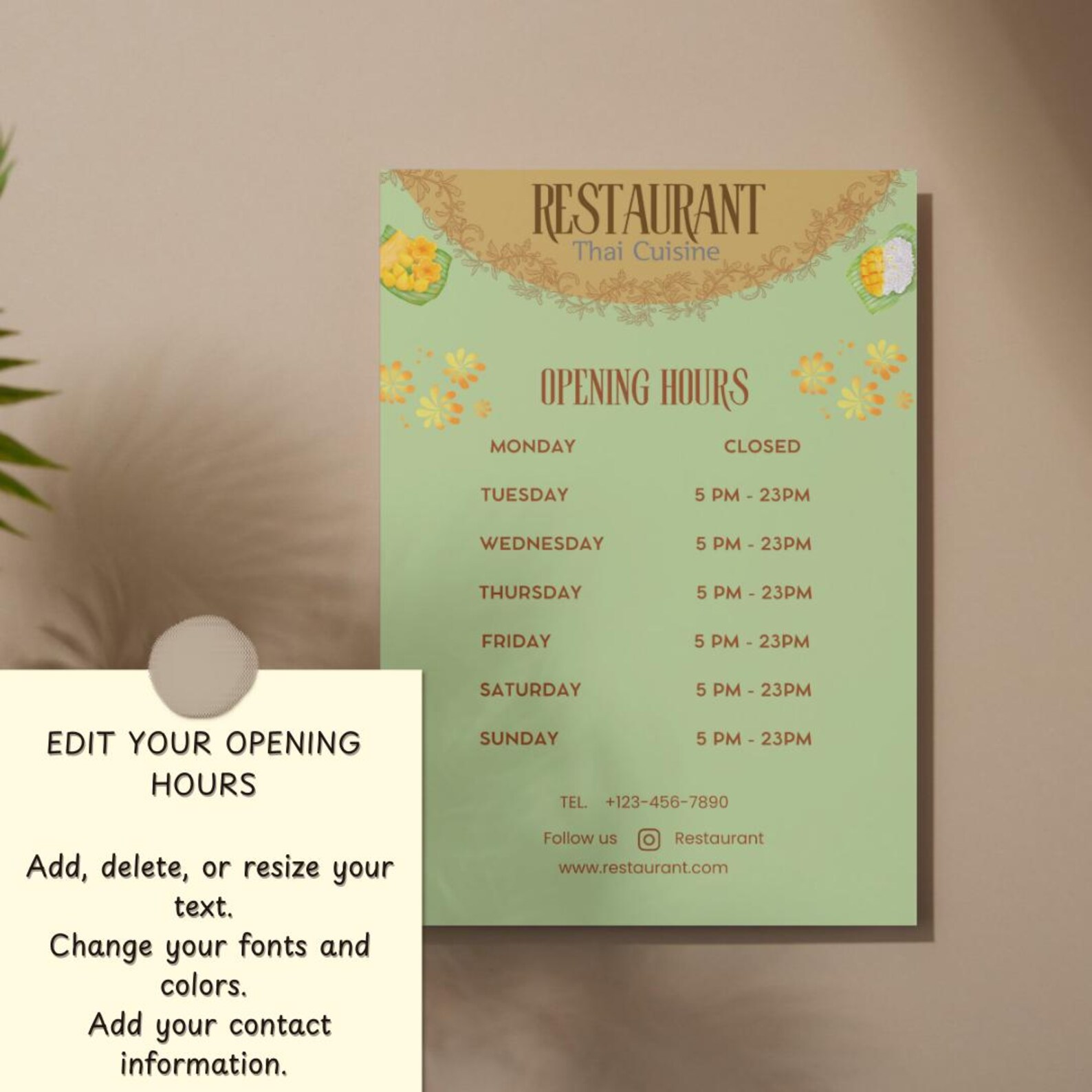 Thai Restaurant Menu Template: Editable Canva Design (8.5x11) (digital ...