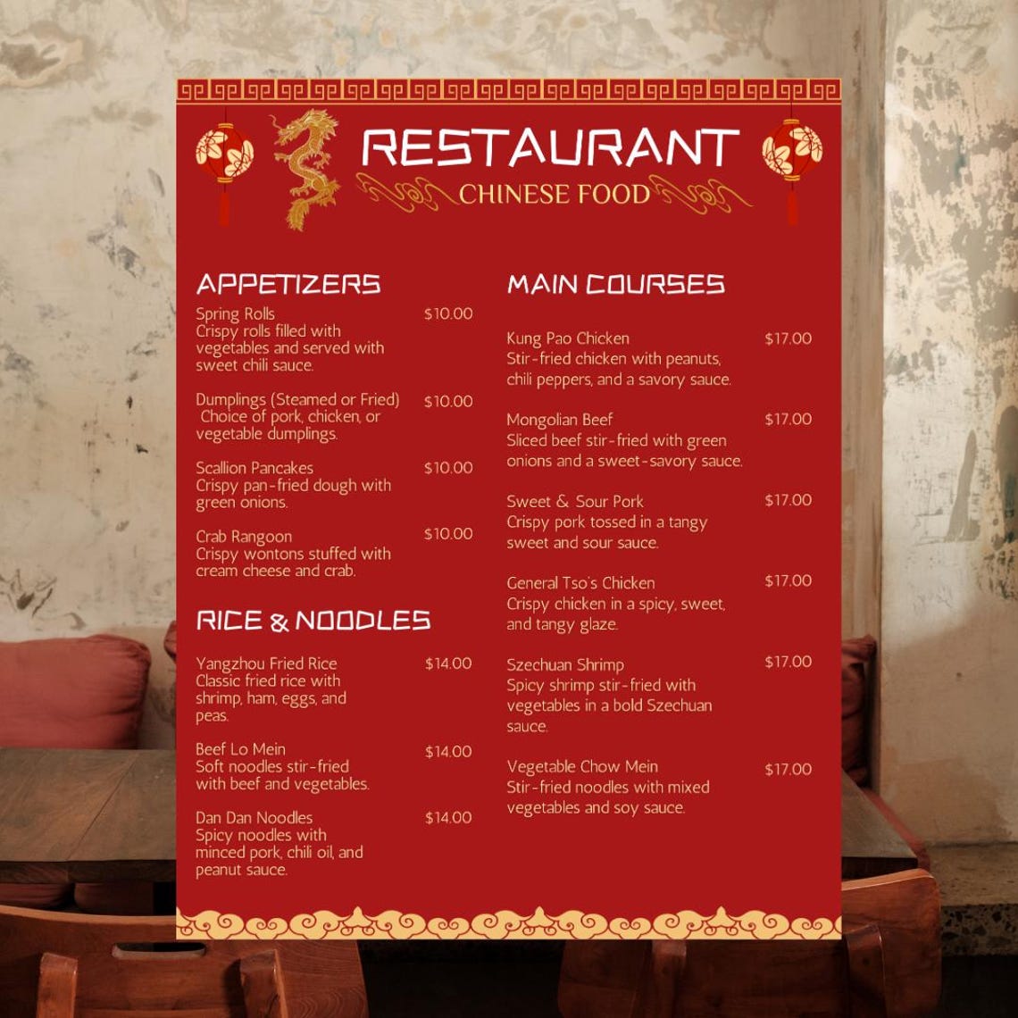 Chinese Restaurant Menu Template: Editable Asian Food (canva, 8.5x11 ...