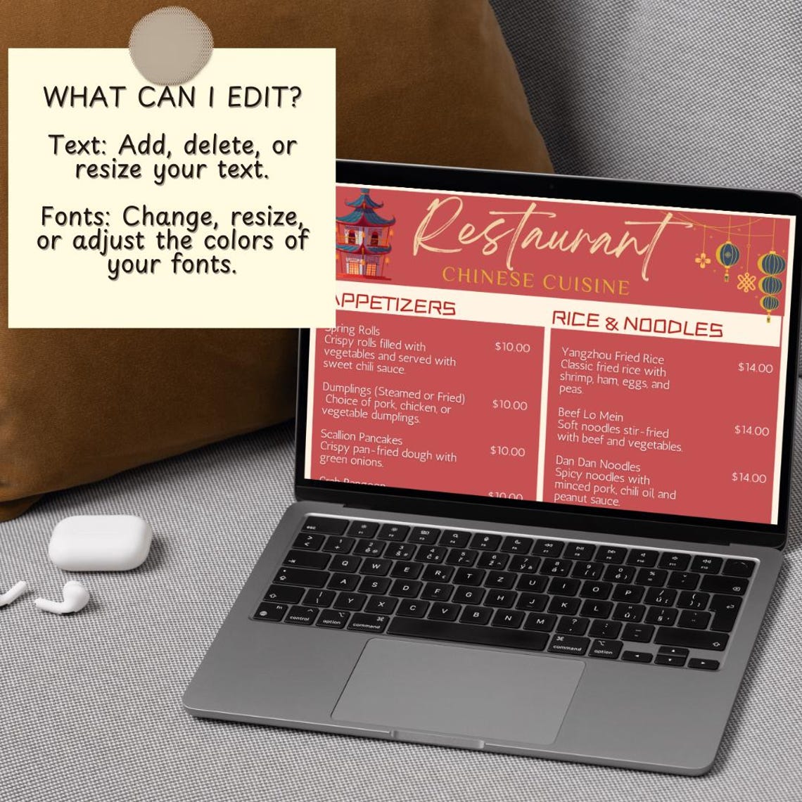 Chinese Restaurant Menu Template: Editable Asian Food (canva, 8.5x11 ...