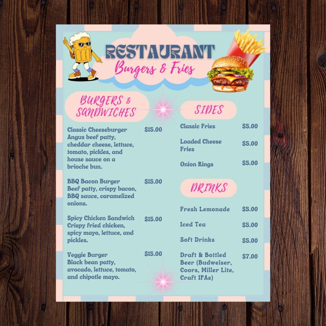 Burger Food Truck Menu Template: Editable Street Food Design (canva, 8 ...