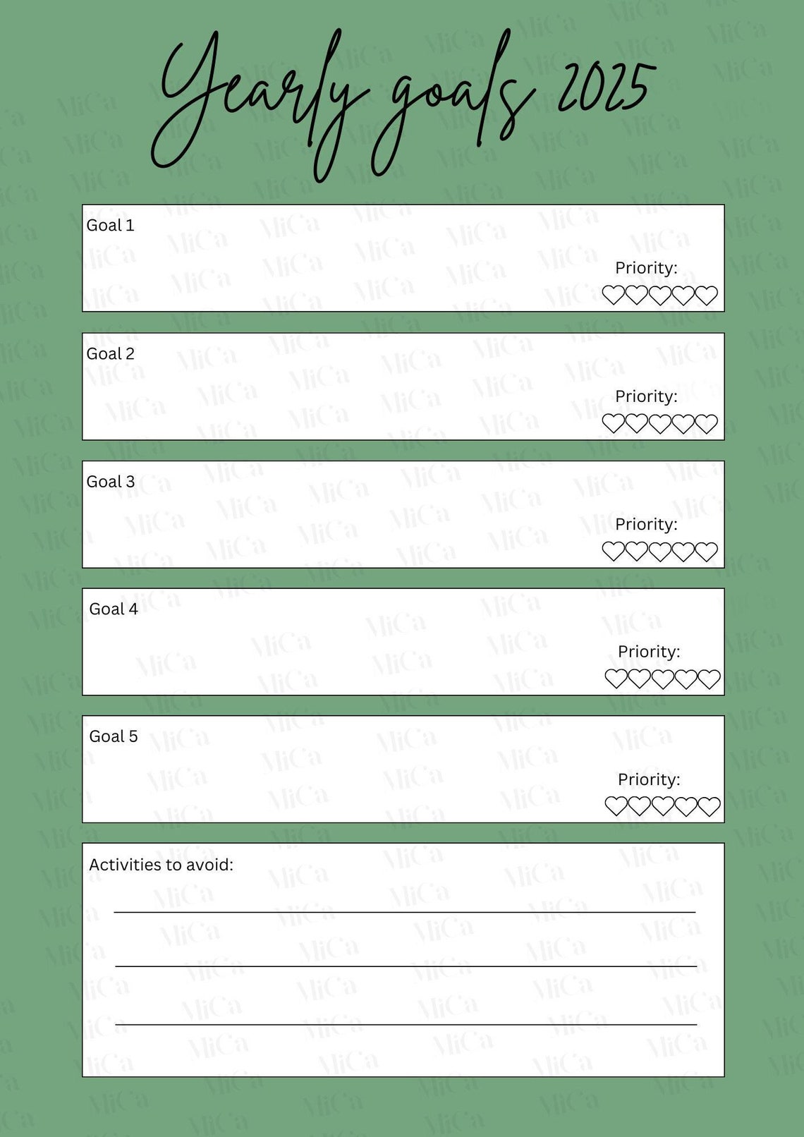 2025 Printable Goal Planner | Yearly Goal Tracker - Etsy