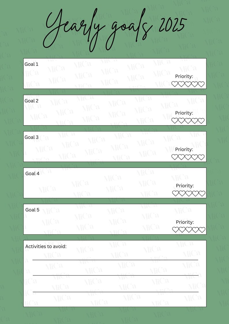 2025 Printable Goal Planner | Yearly Goal Tracker - Etsy