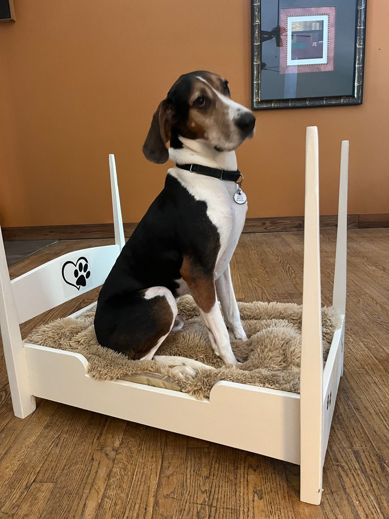 Solid Wood Poster Dog Bed With Fluffy Soft Dog Mattress - Etsy