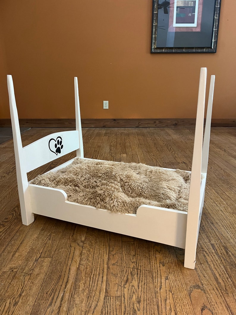 Solid Wood Poster Dog Bed With Fluffy Soft Dog Mattress - Etsy