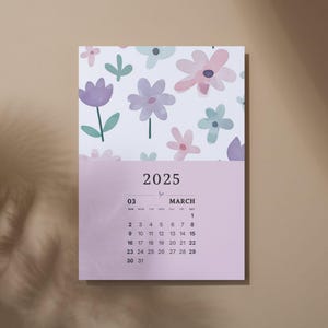 2025 Boho Floral Calendar Printable - Monthly Calendar 2025 - Botanical ...