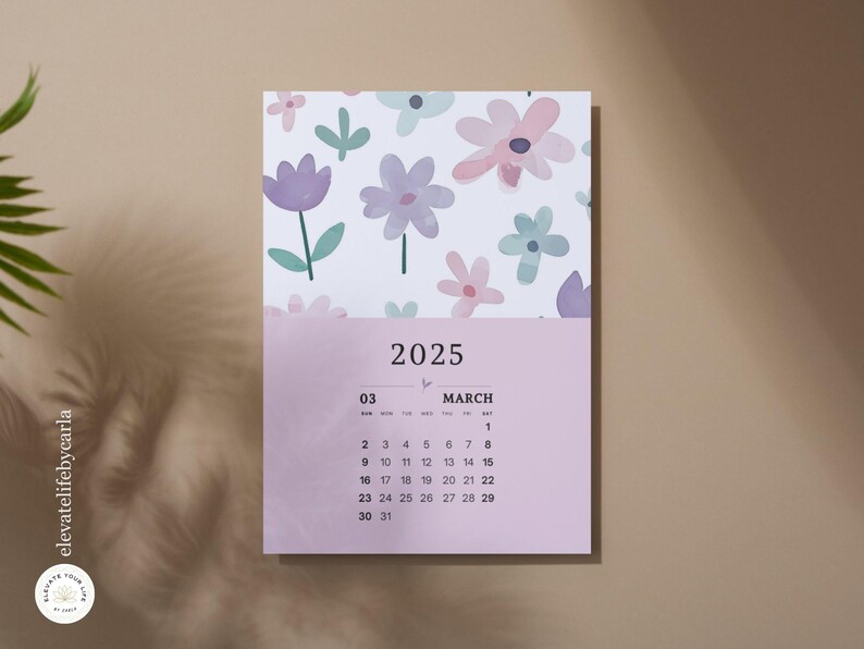 2025 Boho Floral Calendar Printable Monthly Calendar 2025 Botanical ...