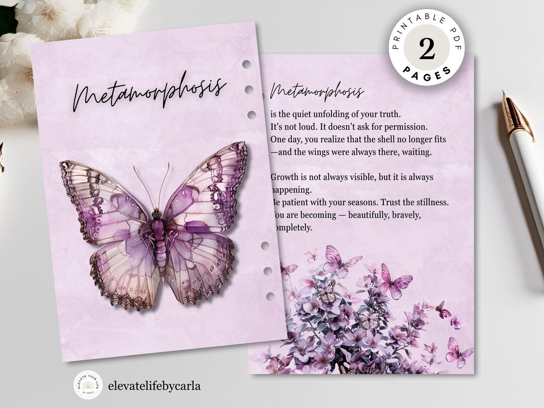 Butterfly Journal Dashboard Set: Metamorphosis Theme (PDF Downloadable ...