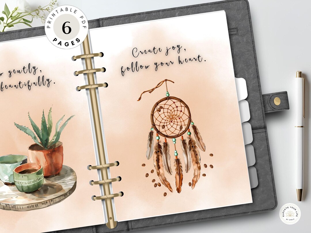 Boho Planner Dashboard Printable, Bohemian Journal Dividers ...