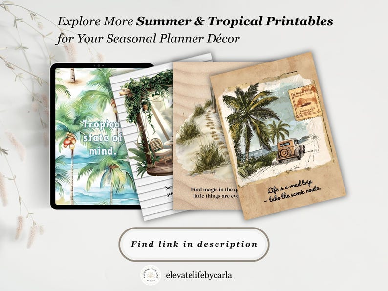 Motivational Summer Planner Dashboard Printable, One-page Journal ...