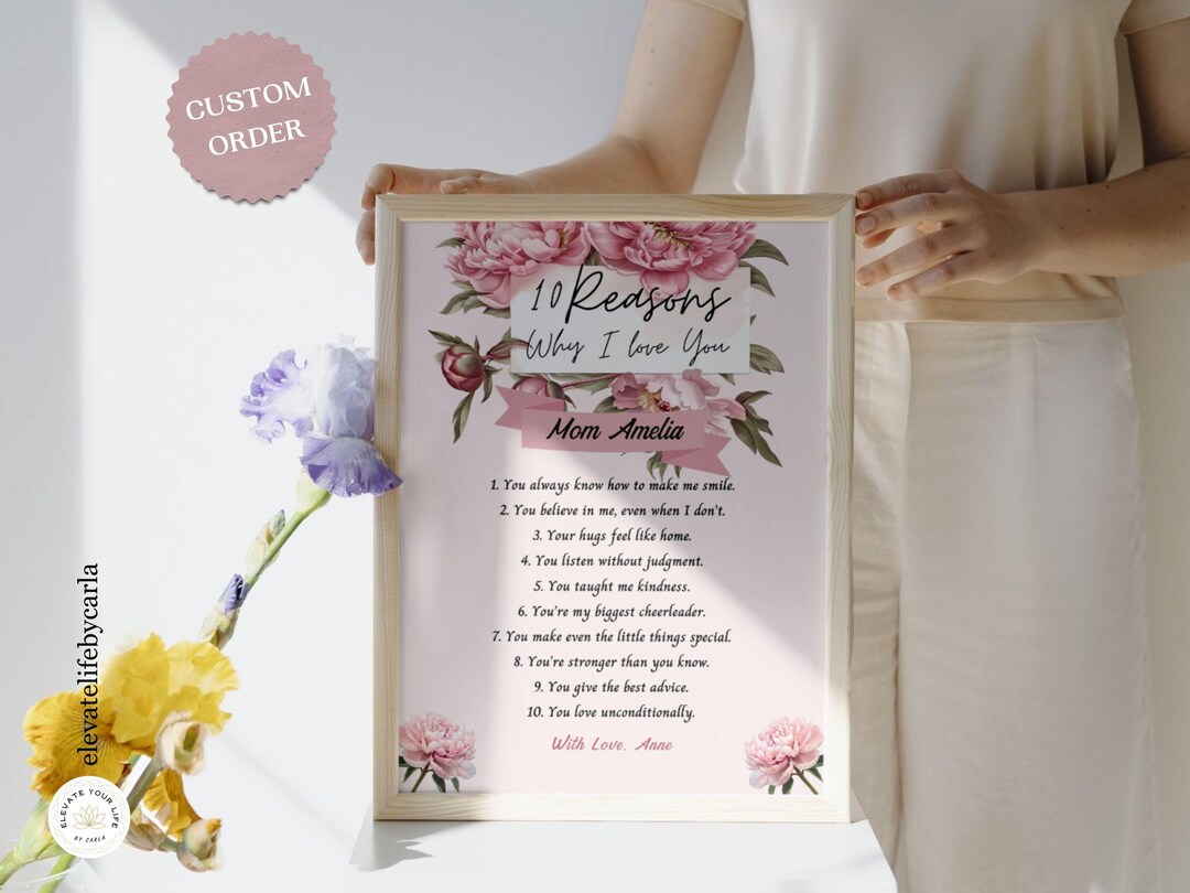 10 Reasons I Love Mom' Printable – Personalized Gift for Mom’s Birthday ...