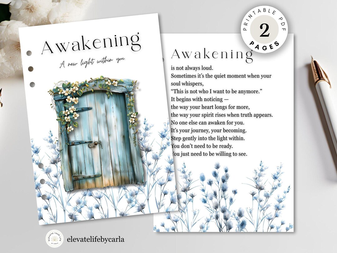 Awakening Journal Dashboard Printable Set: Motivational Quote Planner ...