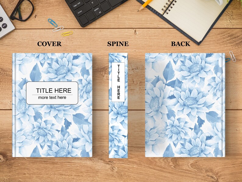Blue Floral Binder Cover Printable - 3 DESIGNS BUNDLE - Personalized ...