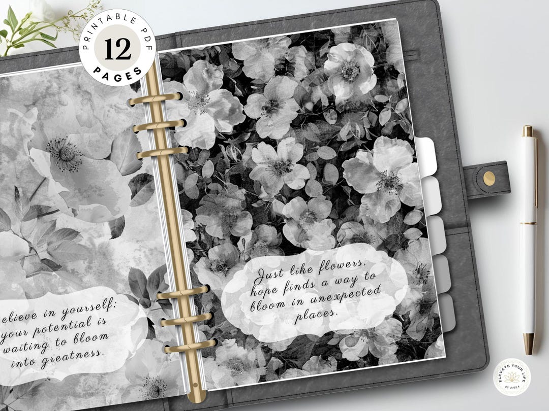 Black Roses Planner Dashboard Printable, Floral Journal Dividers ...