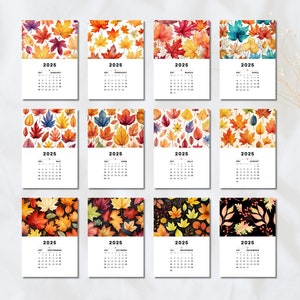 2025 Leafy Monthly Calendar Printable Autumnal Wall & Desk Calendar ...