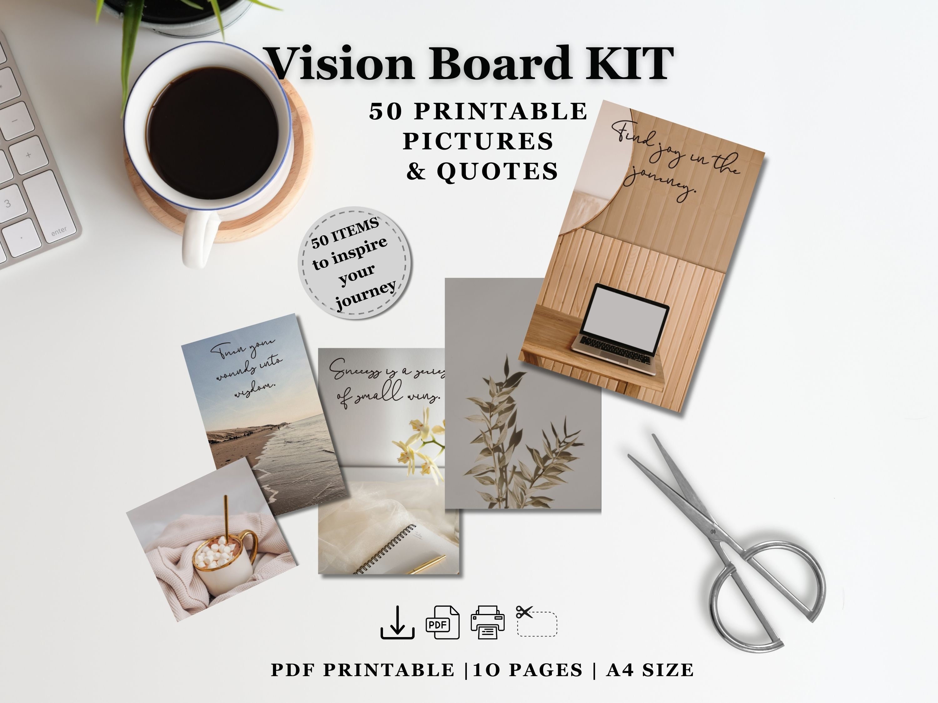 Vision Board Printables Quotes About Life Motivational Dashboard Set ...