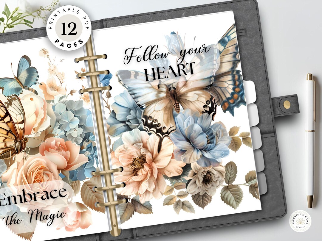 Floral Planner Dashboards Printable Set – Motivational Botanical ...