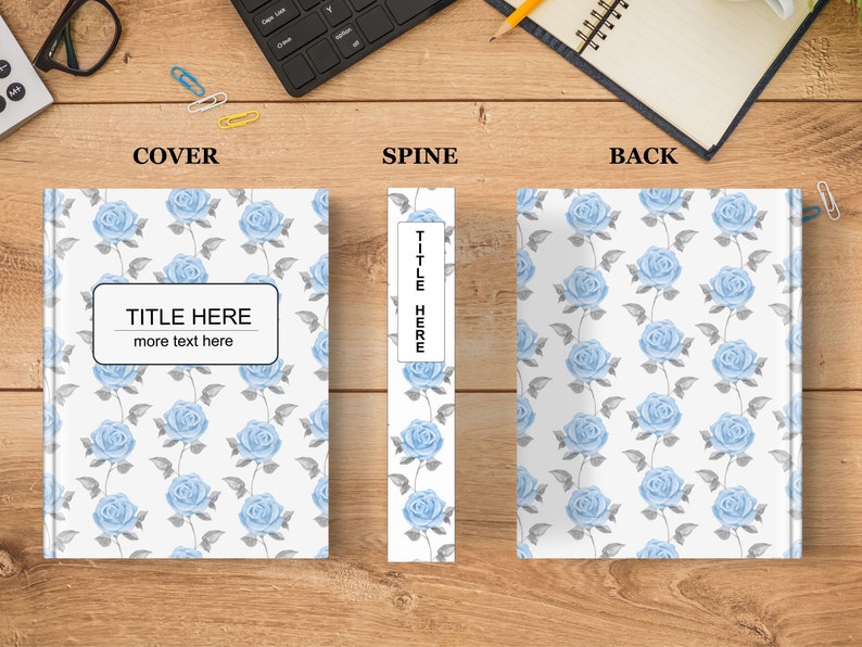 3 DESIGNS BUNDLE - Blue Floral Binder Cover Printable - Personalized ...