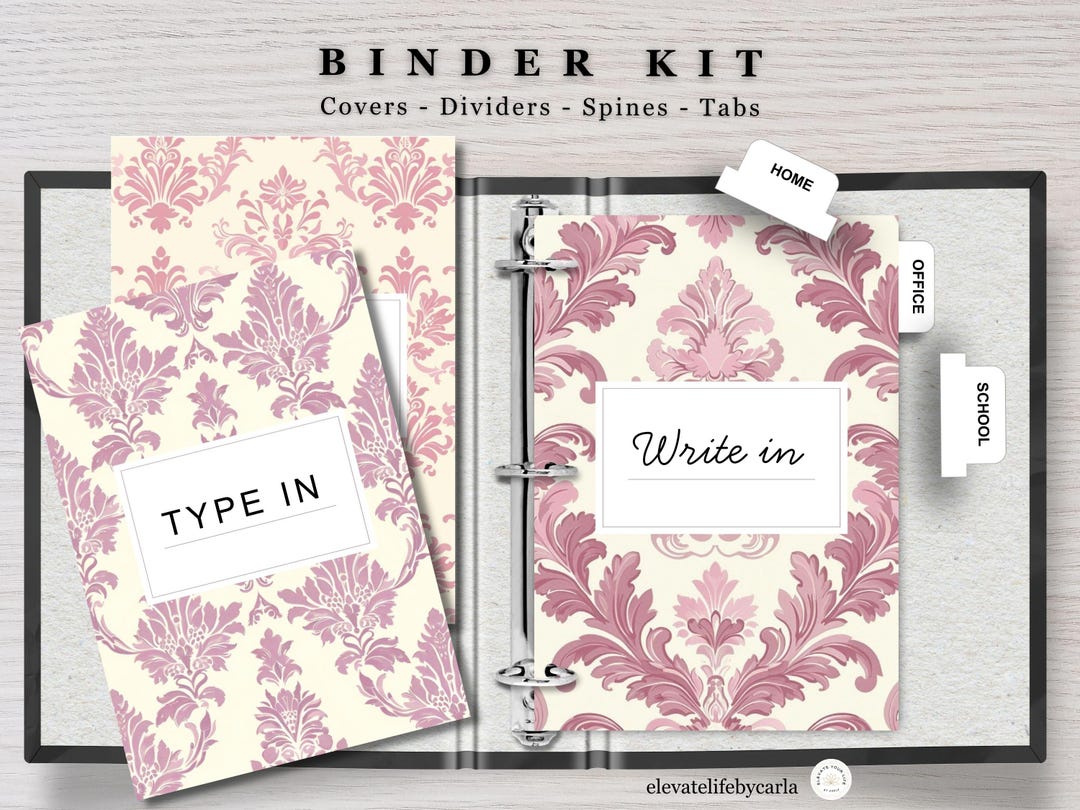 Pink Vintage Binder Covers & Spines KIT Printable, Floral Binder ...