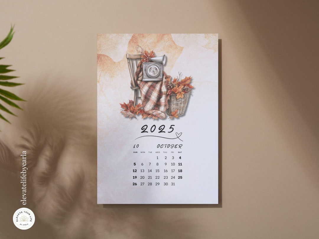 2025 Calendar Printable Monthly Calendar 2025 Autumn Wall Calendar Cozy ...