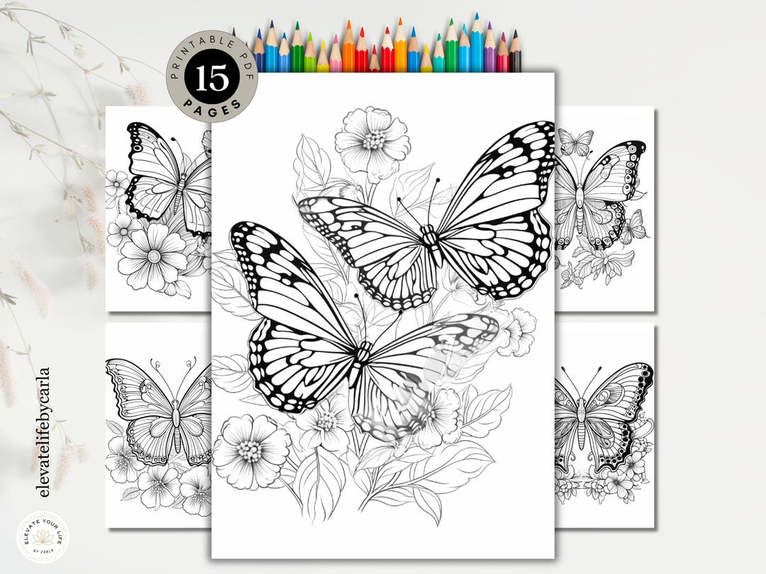 Spring Butterfly Coloring Pages: 15 Printable Designs for Adult ...