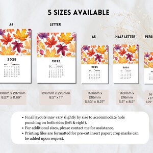 2025 Leafy Monthly Calendar Printable Autumnal Wall & Desk Calendar ...
