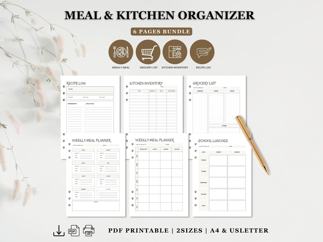 Weekly Meal Planner & Kitchen Organizer: Grocery List, Inventory ...