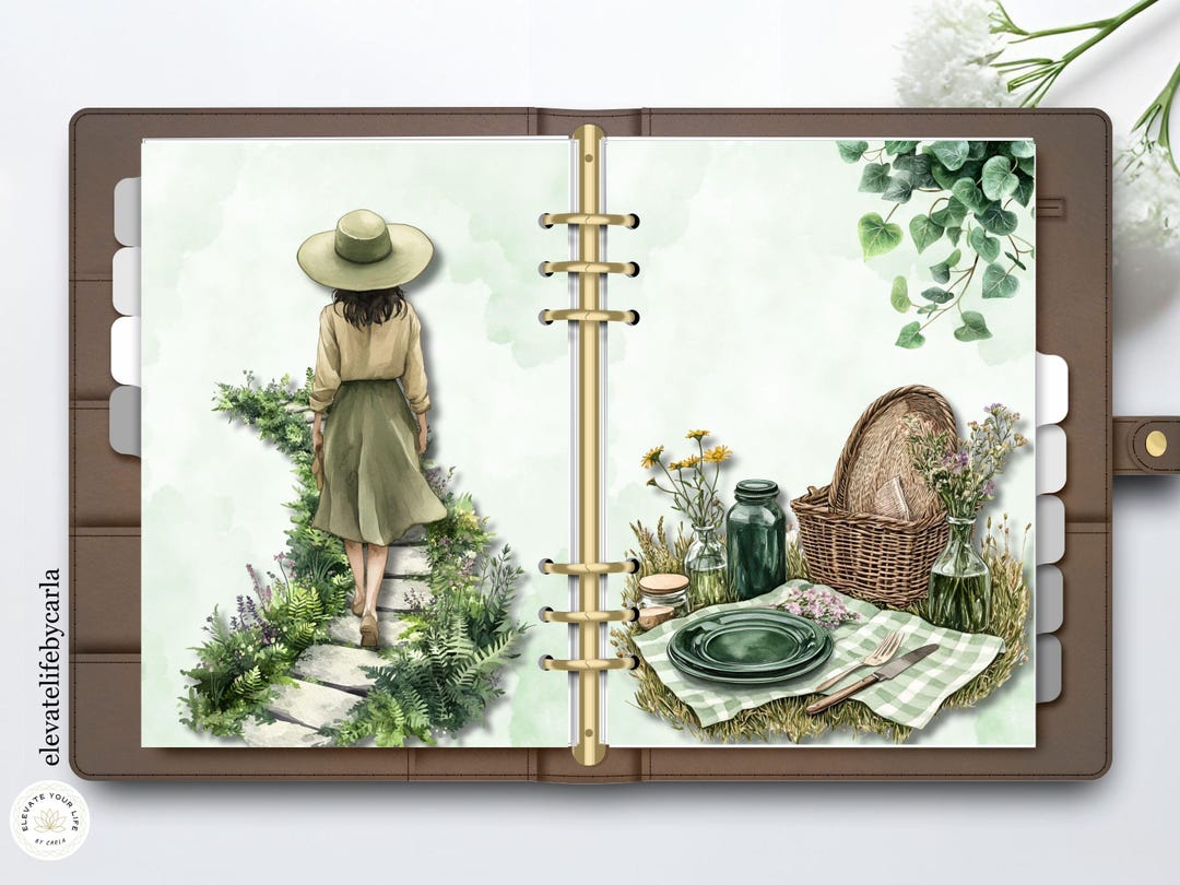Green Botanical Printable Planner Dividers - Cozy Cottagecore Journal ...