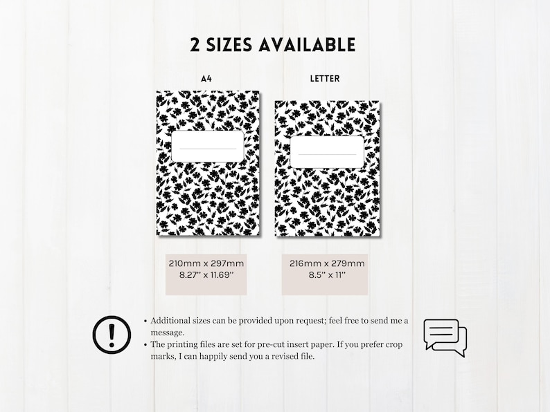 Binder Covers & Spines Set: Black and White Organizer for Home, Office ...