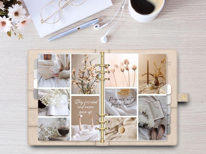 Neutral Aesthetic Dream Board 2026 Kit, Manifestation Journal Pages ...