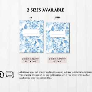 3 Blue Floral Binder Cover Printable for School and Office Organization ...