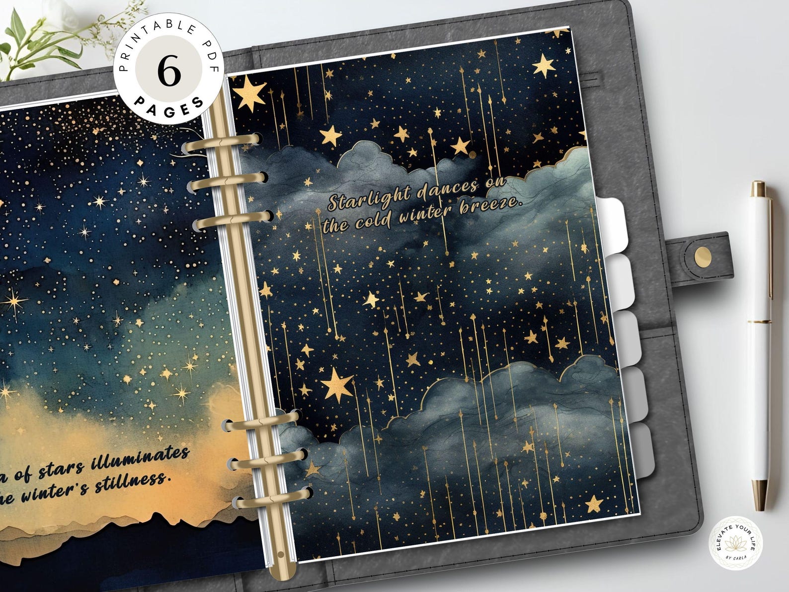 Planner Dashboard Printable | Starry Night Planner Accessories ...