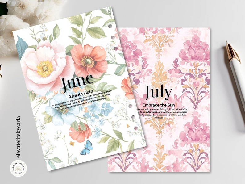 Floral Monthly Planner Dividers – Printable Dashboard Set PDF | A4, A5 ...