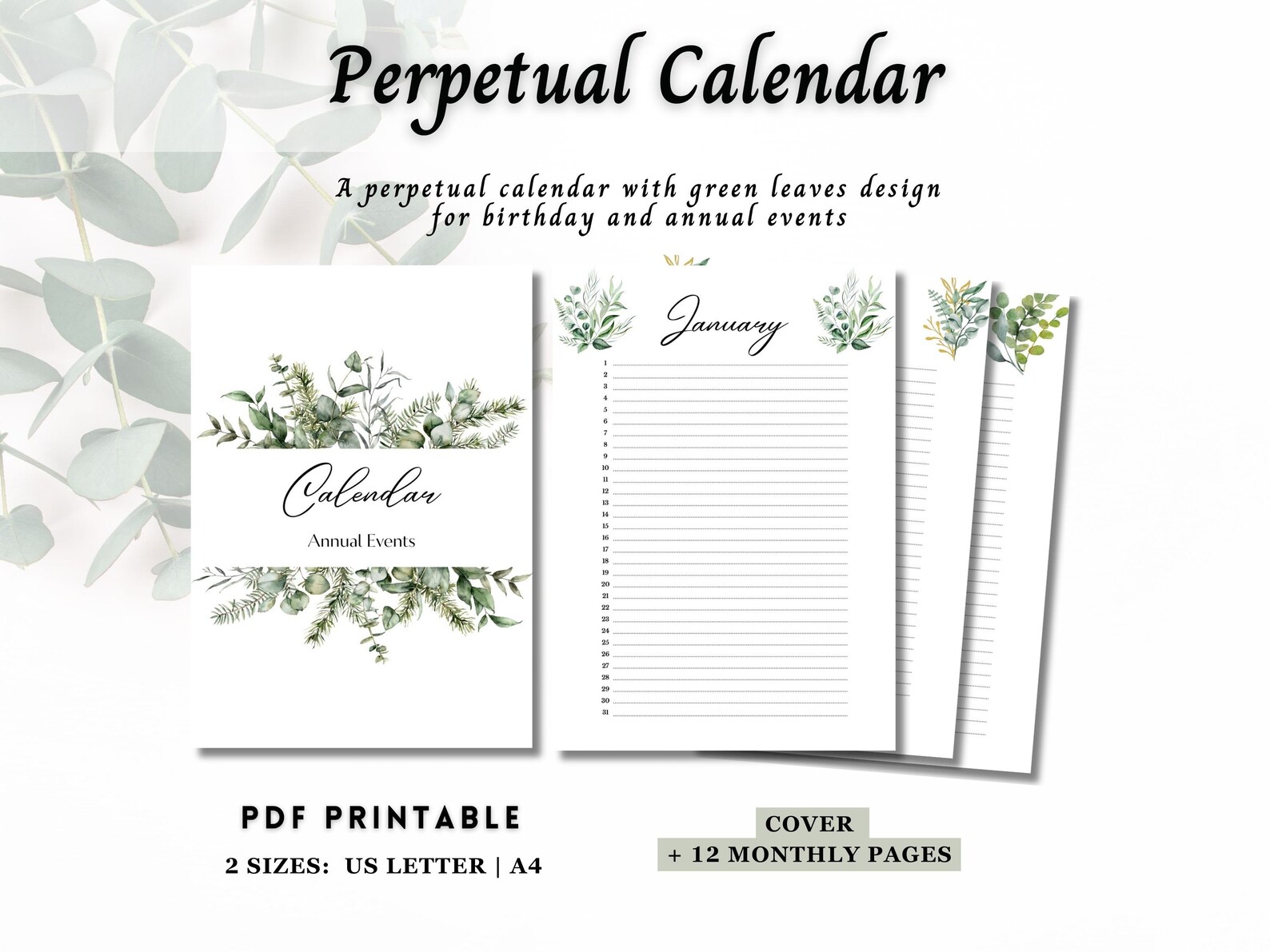 Perpetual Calendar Printable Perpetual Birthday Calendar Printable ...