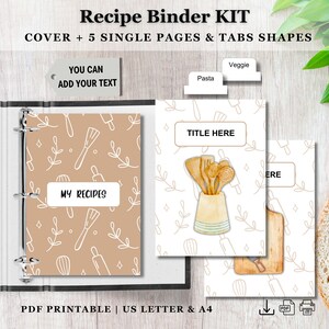 Personalized Recipe Binder Kit: Printable Cookbook Dividers, Custom ...