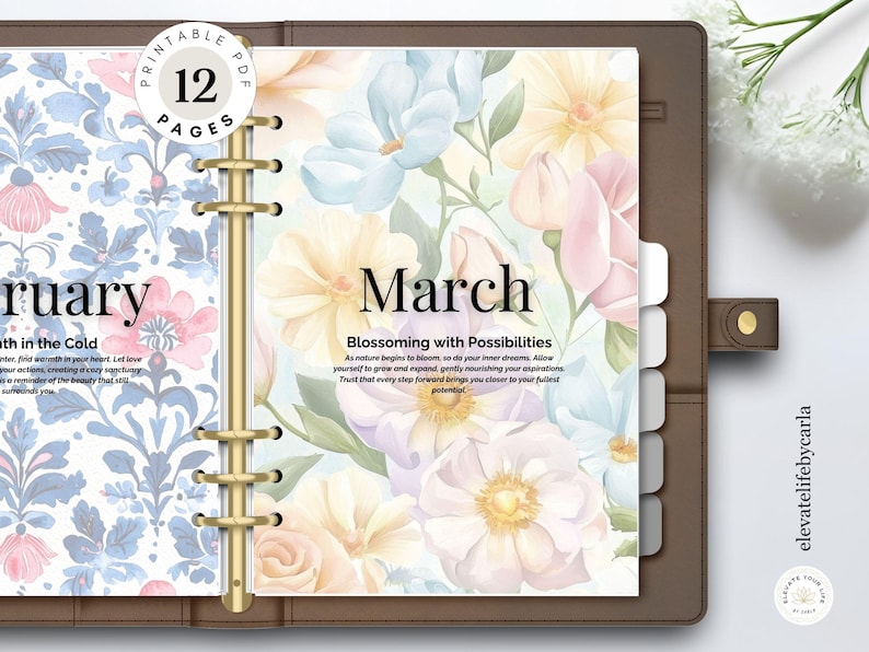 Floral Monthly Planner Dividers – Printable Dashboard Set PDF | A4, A5 ...