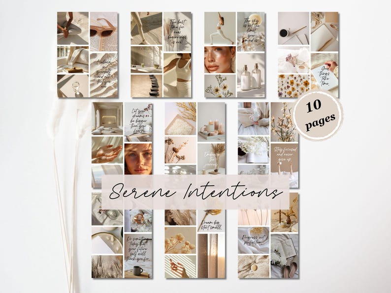 Neutral Aesthetic Dream Board 2026 Kit, Manifestation Journal Pages ...