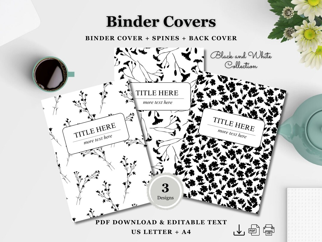 3 Editable Floral Binder Cover Printable for School and Office ...