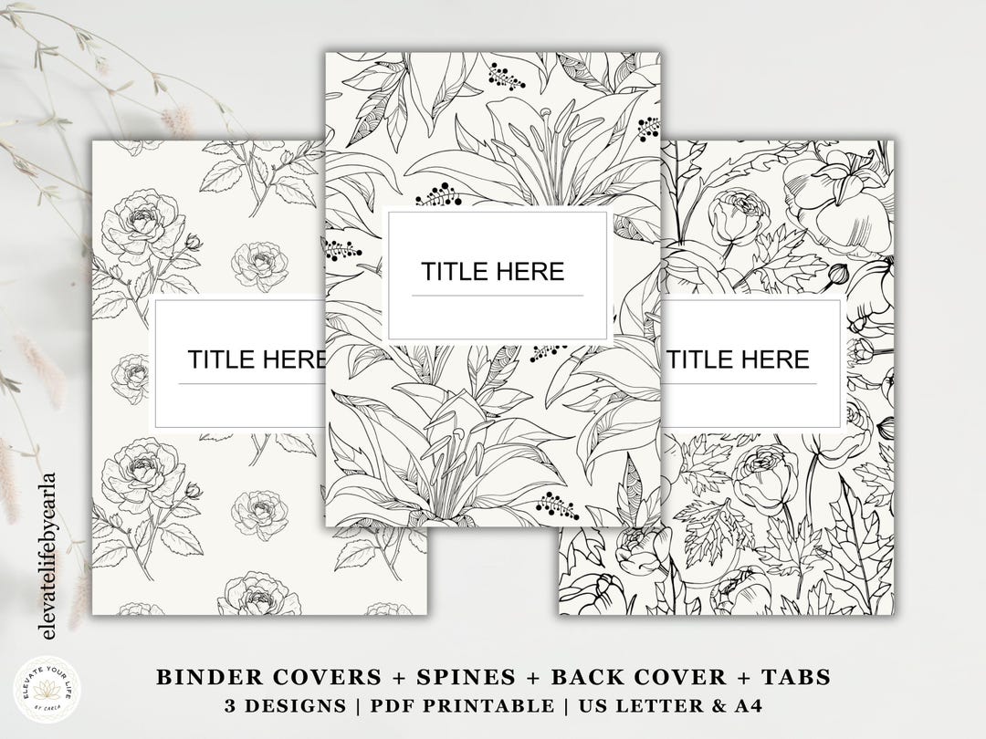Custom Floral Binder Kit - Printable Dividers: Cover, Spine & Tabs for ...